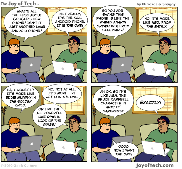 The Joy of Tech comic... Is Google's phone The One?