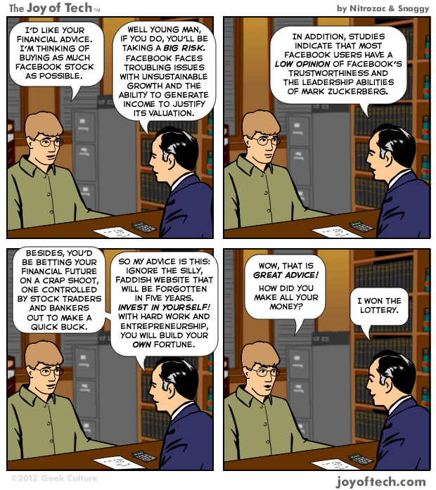 The Joy of Tech comic... Should I buy Facebook stock?