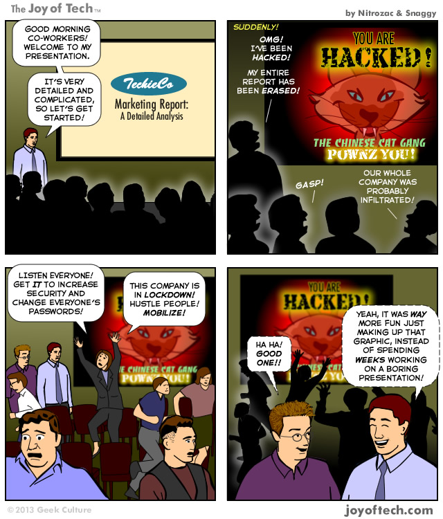 The Joy of Tech comic... Hacker/Slacker.