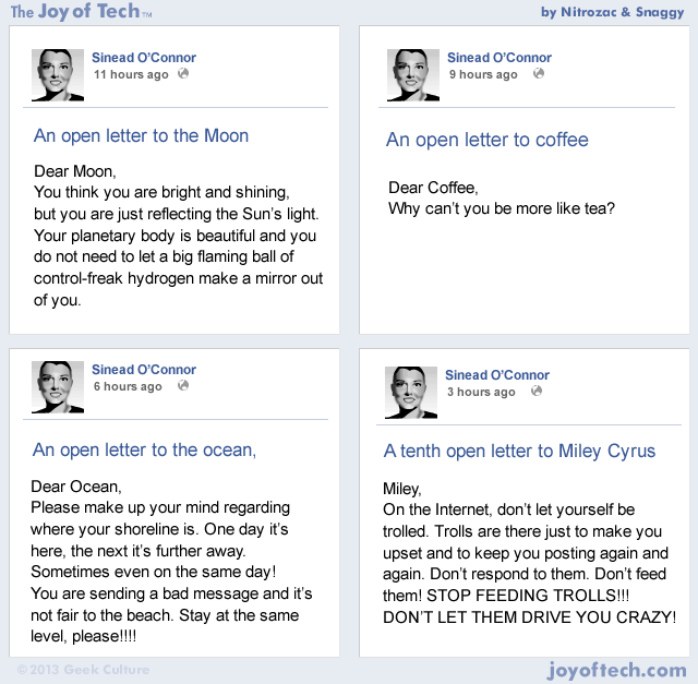 The Joy of Tech comic... A few more open letters from Sinead