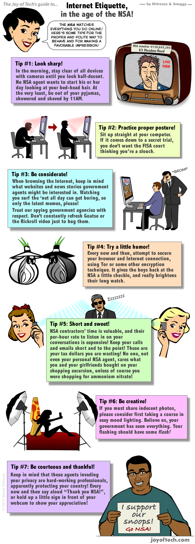 The Joy of Tech comic... Internet Etiquette in the age of the NSA