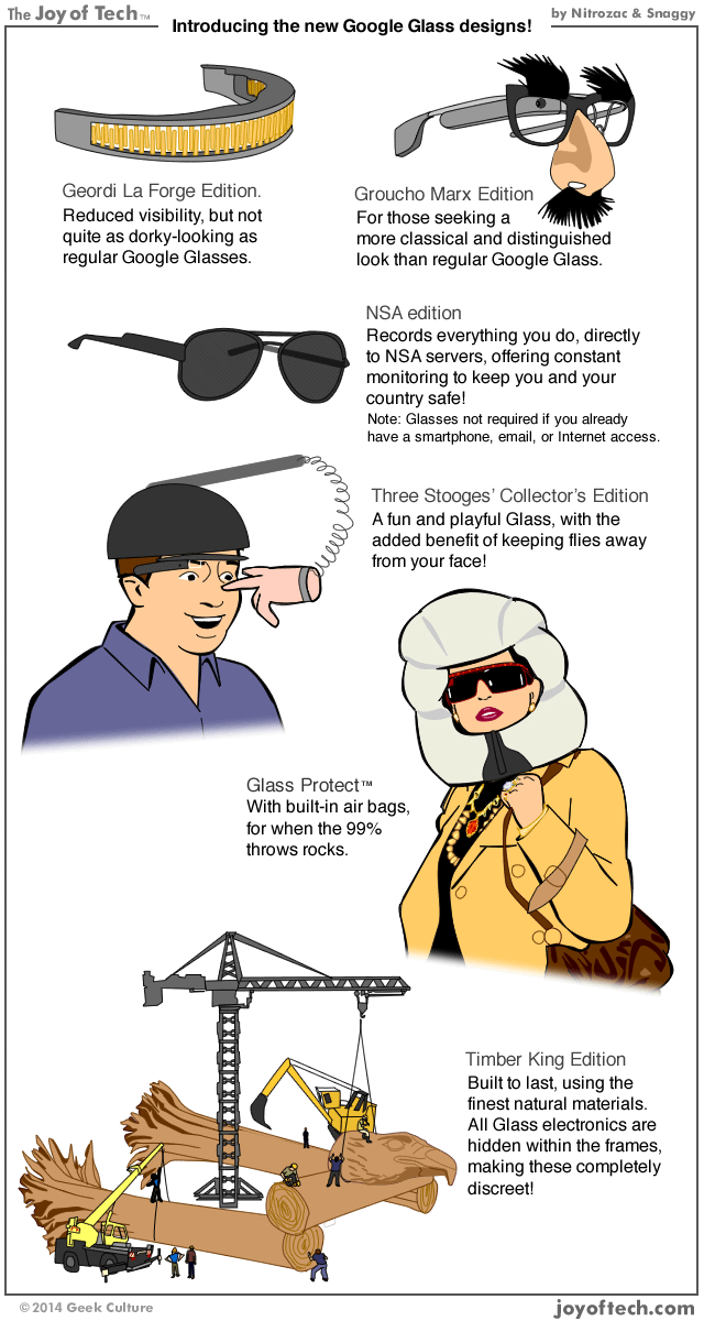 The Joy of Tech comic... Introducing the new Google Glass designs!