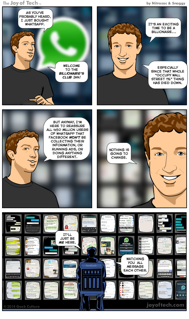 The Joy of Tech comic... WhatsApp with Facebook?