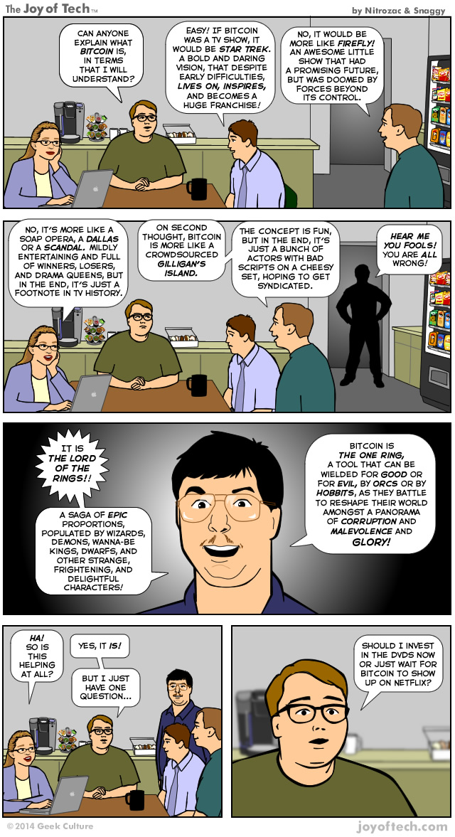 The Joy of Tech comic... Bitcoin explained!