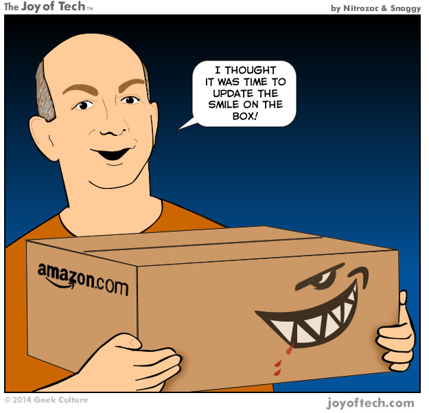The Joy of Tech comic... Amazon's new smile-on-the-box!