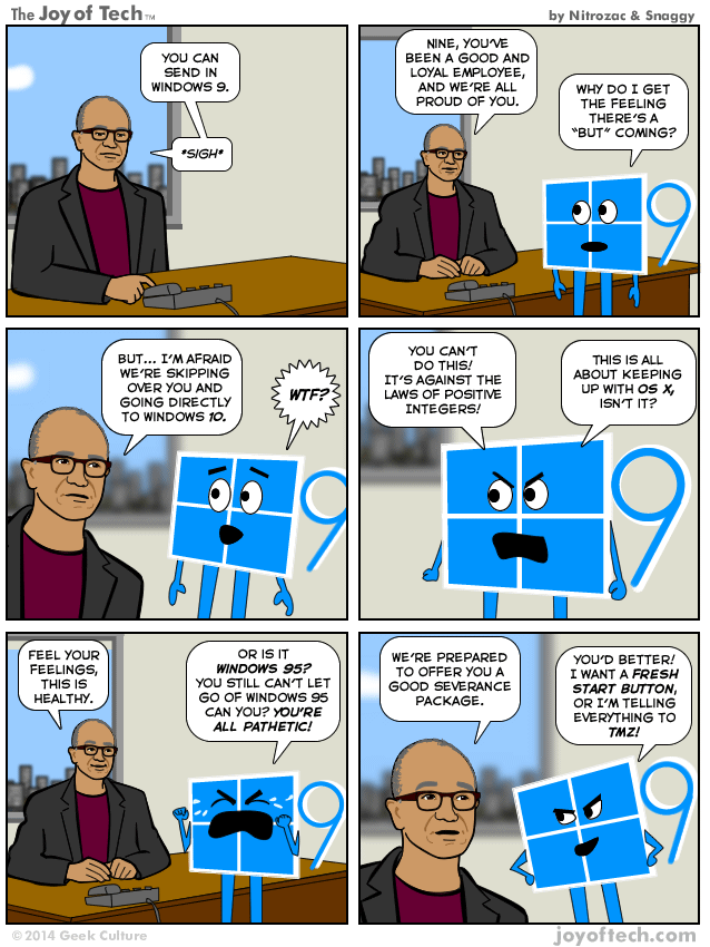 The Joy of Tech comic… Windows 9 gets passed over.
