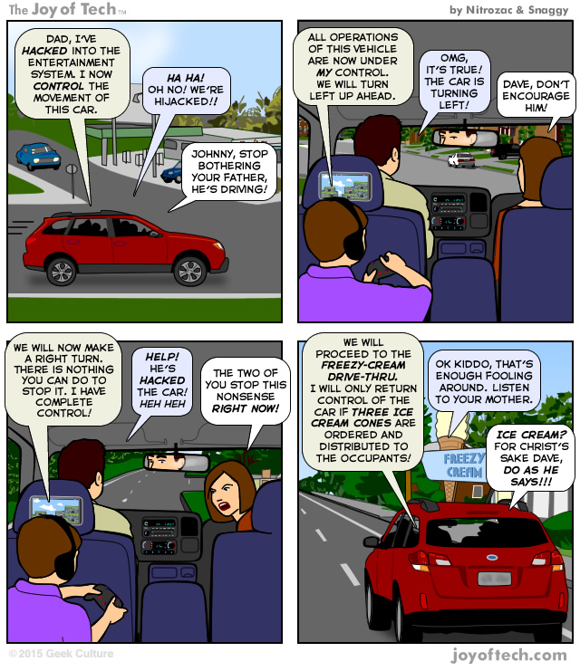 The Joy of Tech comic… Backseat hijacker!