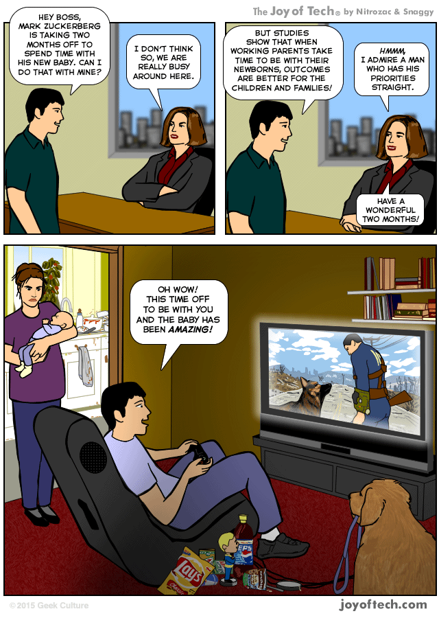 The Joy of Tech comic... Paternity leave!.