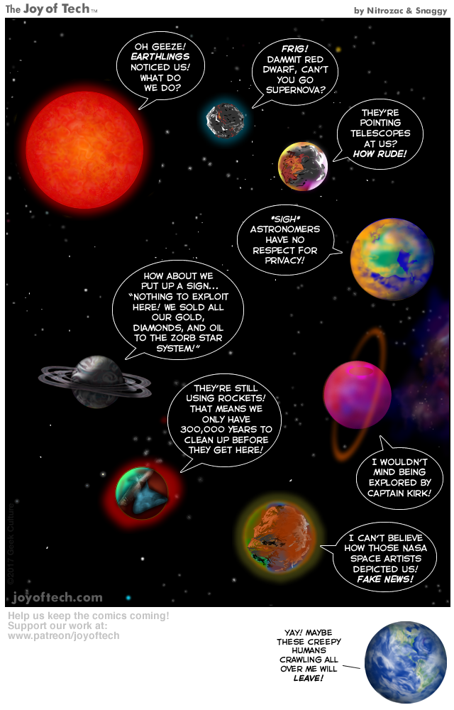 The Joy of Tech comic... Seven angry planets!