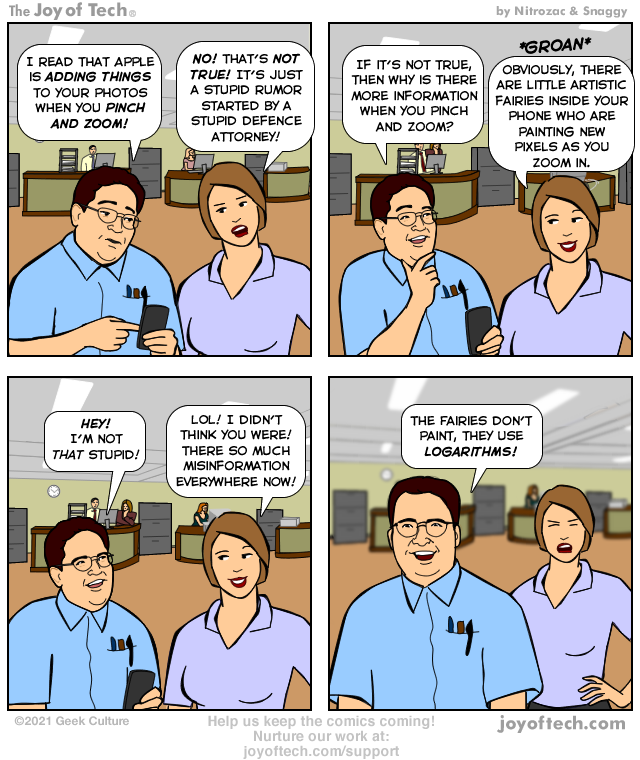 The Joy of Tech comic... The Truth about Pinch and Zoom.