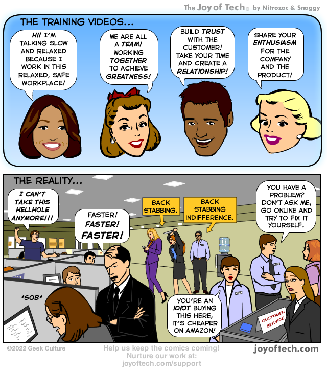 The Joy of Tech comic... Training Videos VS Reality!