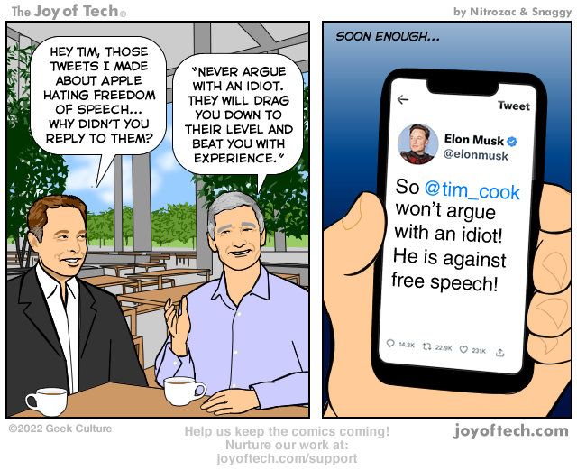 The Joy of Tech comic... Elon Vs Tim
