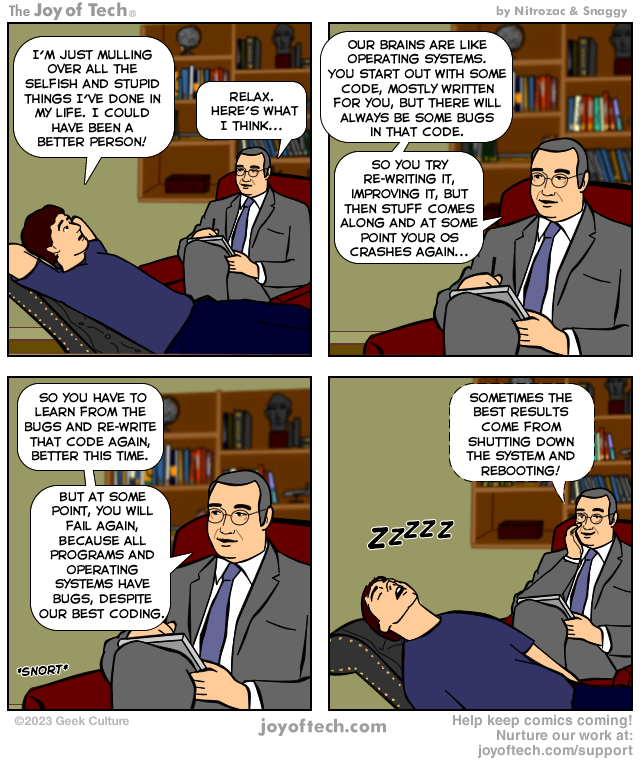 The Joy of Tech comic... Your Operating System.